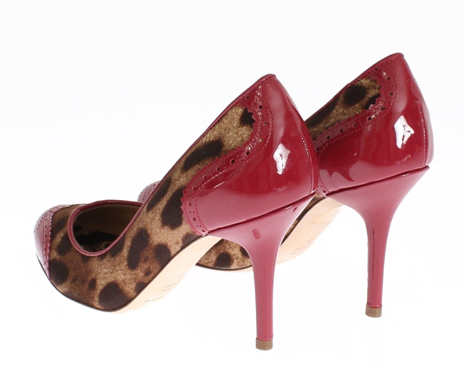Red Leopard Leather Heels Pumps Shoes